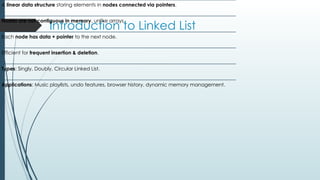 Linked list in data structures, linked list types | PPTX