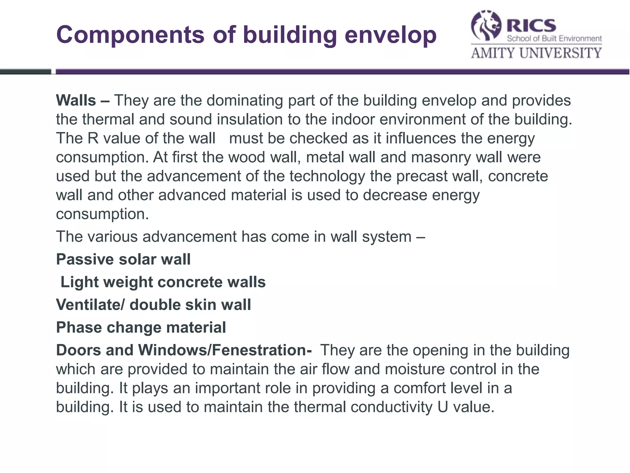 Study of different type of building envelop | PPT