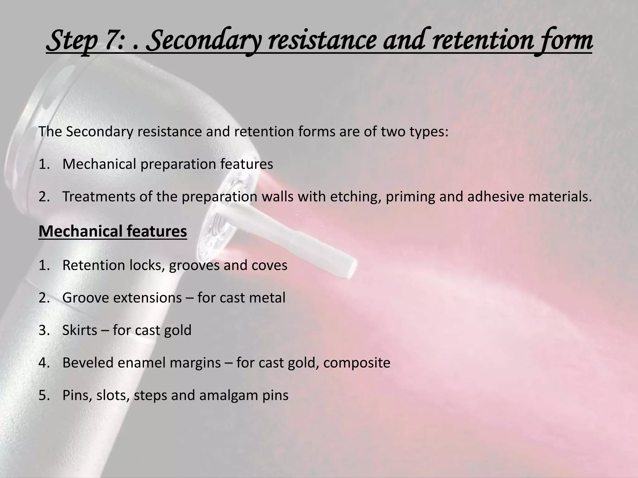 steps of cavity preparation for class 1 | PPTX