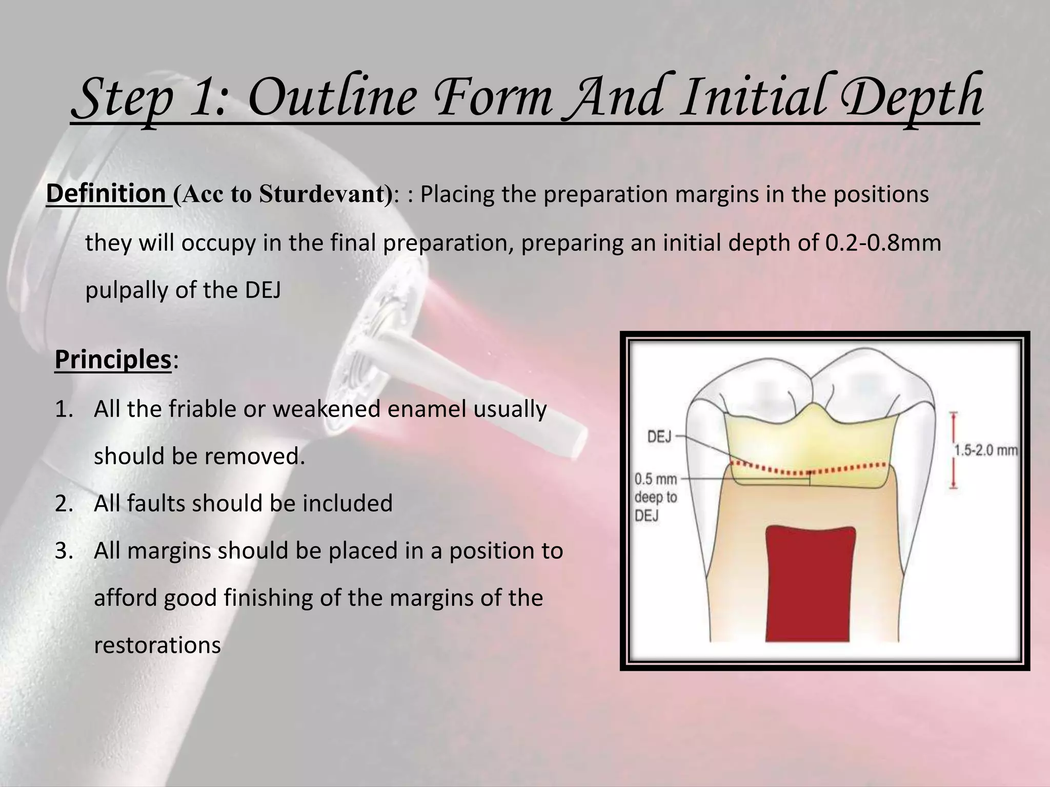steps of cavity preparation for class 1 | PPTX