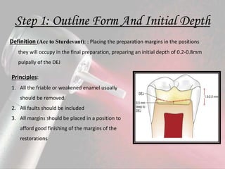 steps of cavity preparation for class 1 | PPTX