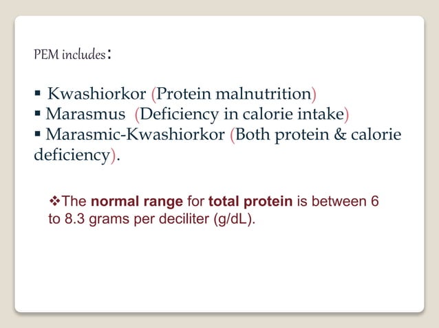 Protein energy malnutrition(PEM) | PPTX | Blood Disorders | Diseases ...