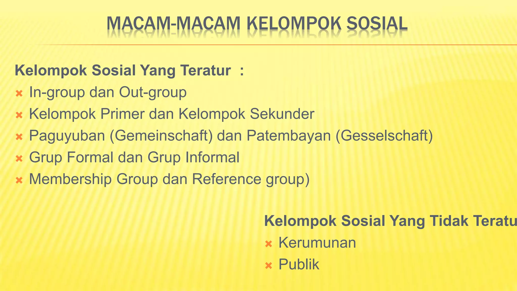 Ciri dan Syarat Kelompok Sosial | PPTX