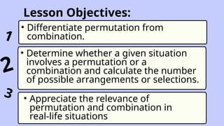 CLASSROOM DEMONSTRATION TEACHING 1: PERMUTATION VERSUS COMBINATION | PPTX