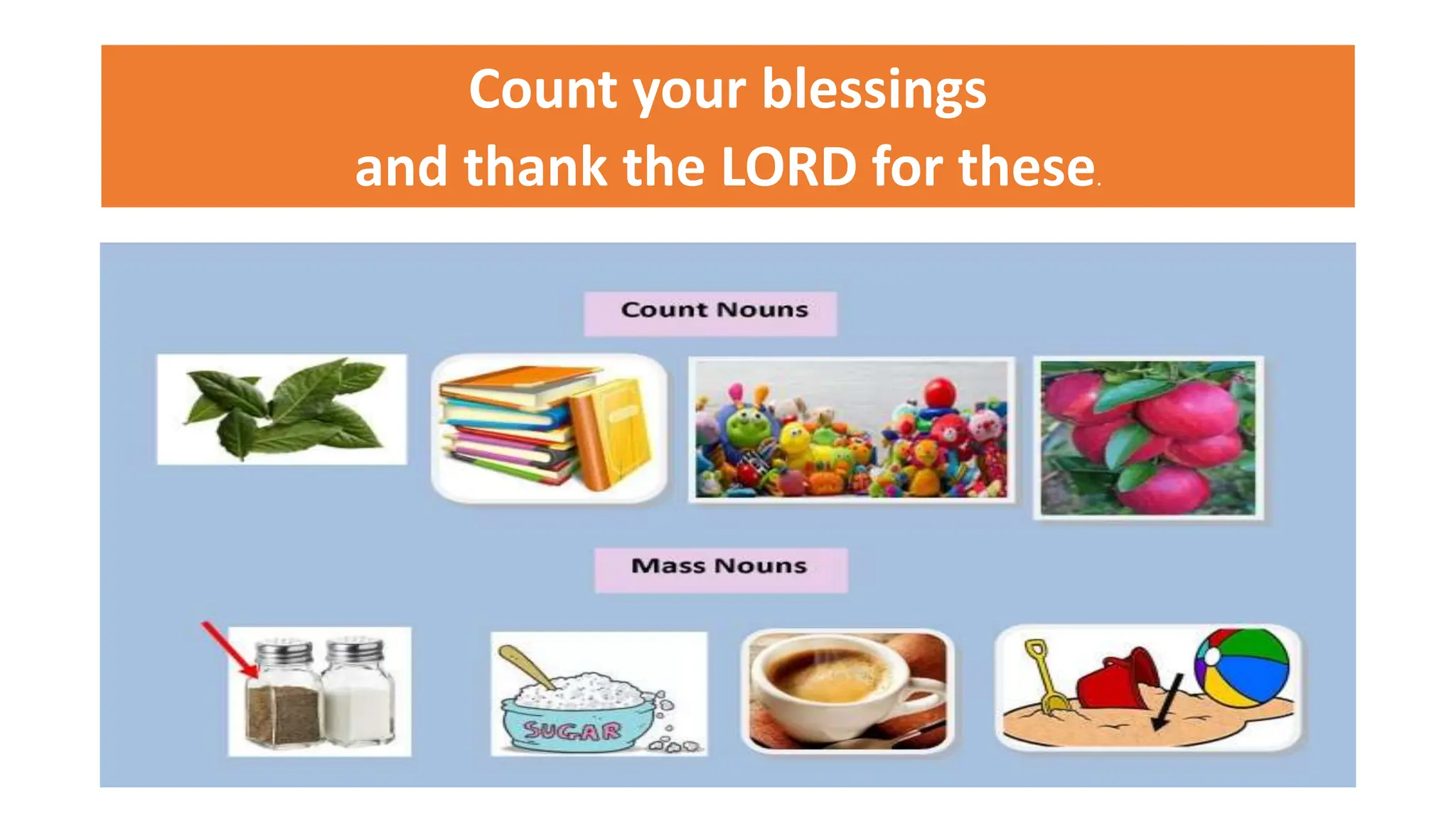 IDENTIFYING MASS NOUNS AND COUNT NOUNS IN A SENTENCE | PPTX | Food & Drink