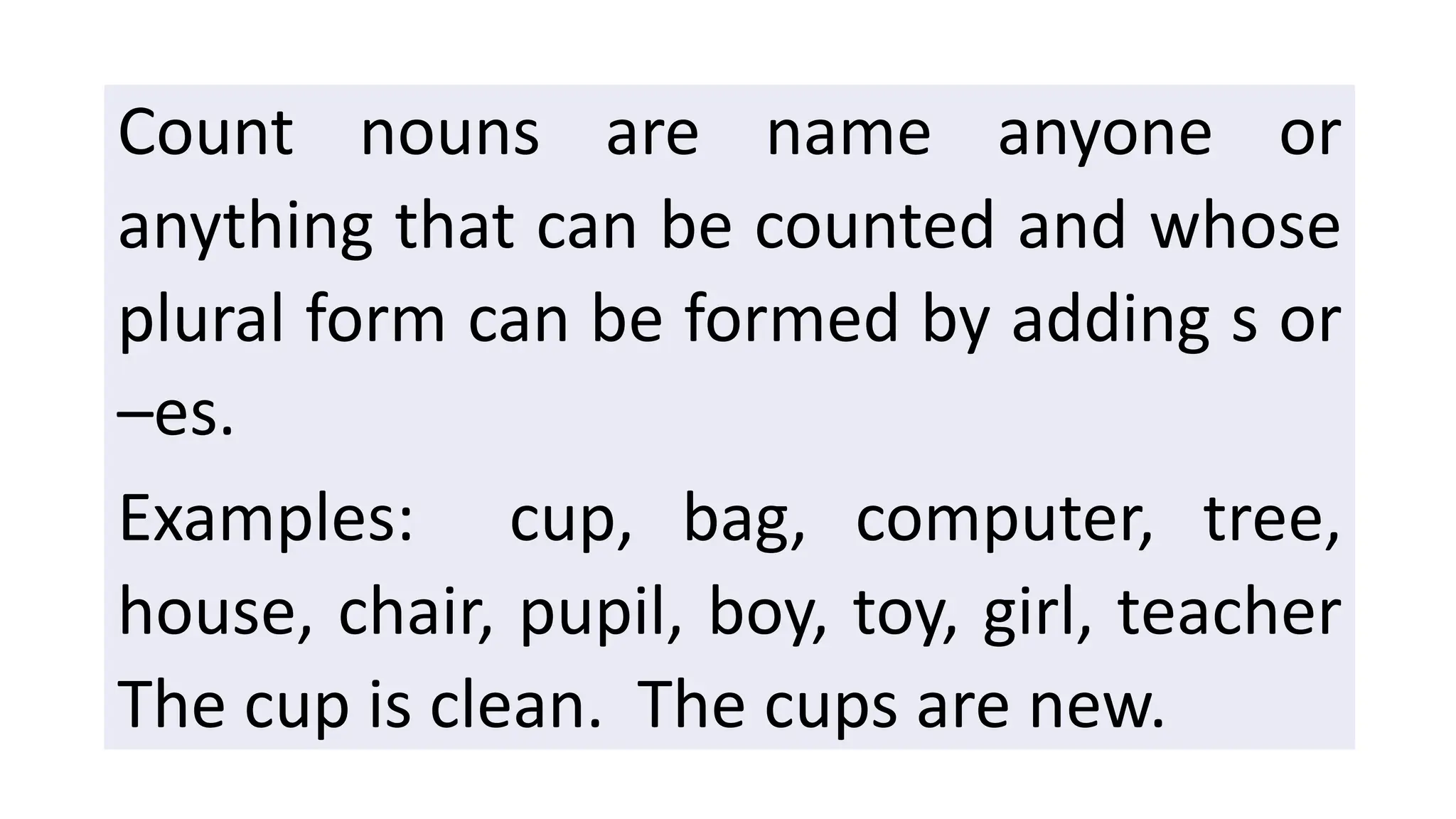 IDENTIFYING MASS NOUNS AND COUNT NOUNS IN A SENTENCE | PPTX