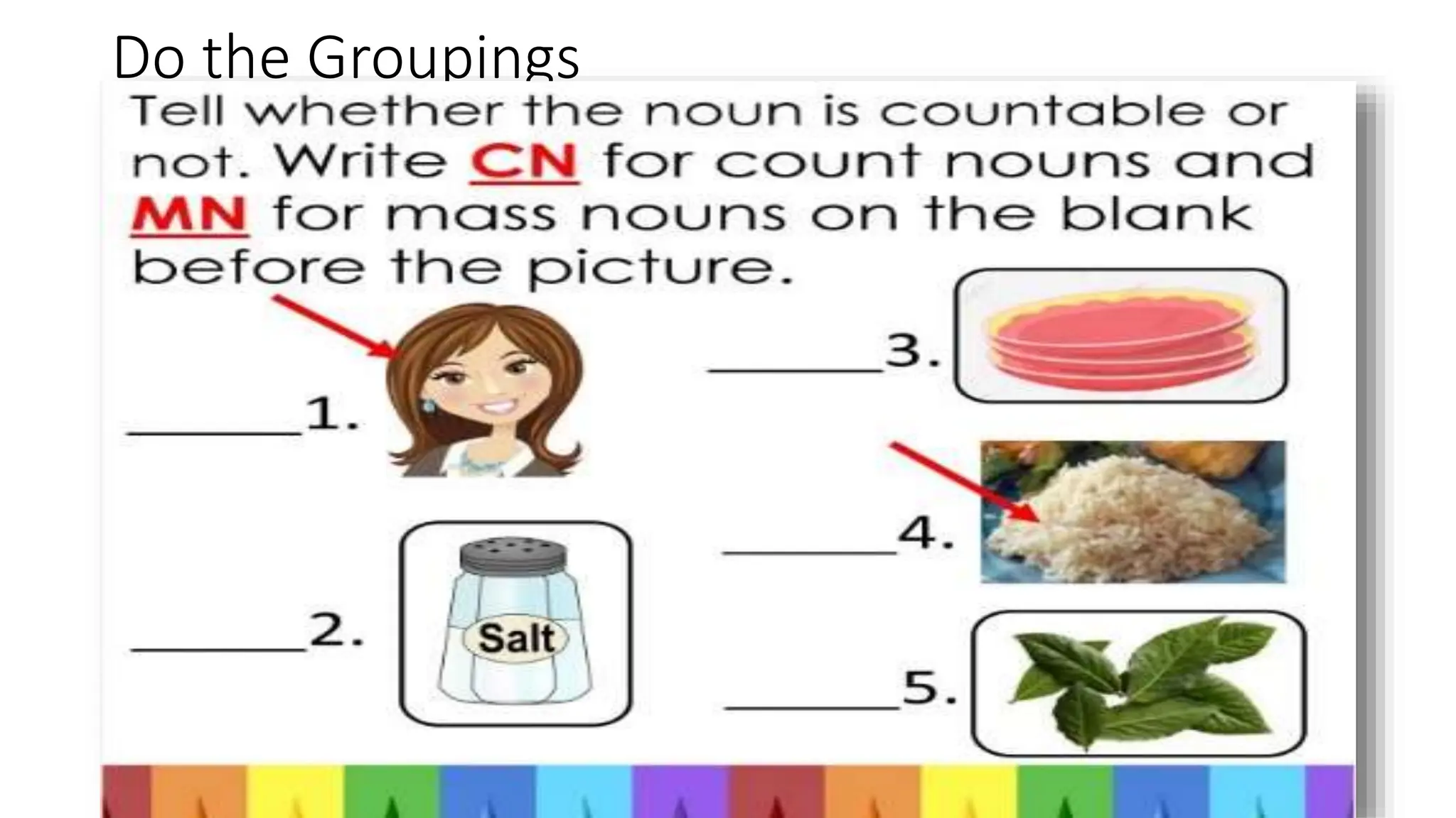 IDENTIFYING MASS NOUNS AND COUNT NOUNS IN A SENTENCE | PPTX