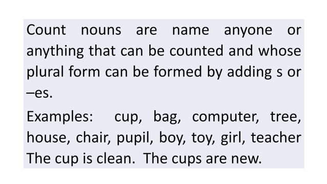 IDENTIFYING MASS NOUNS AND COUNT NOUNS IN A SENTENCE | PPTX | Food & Drink