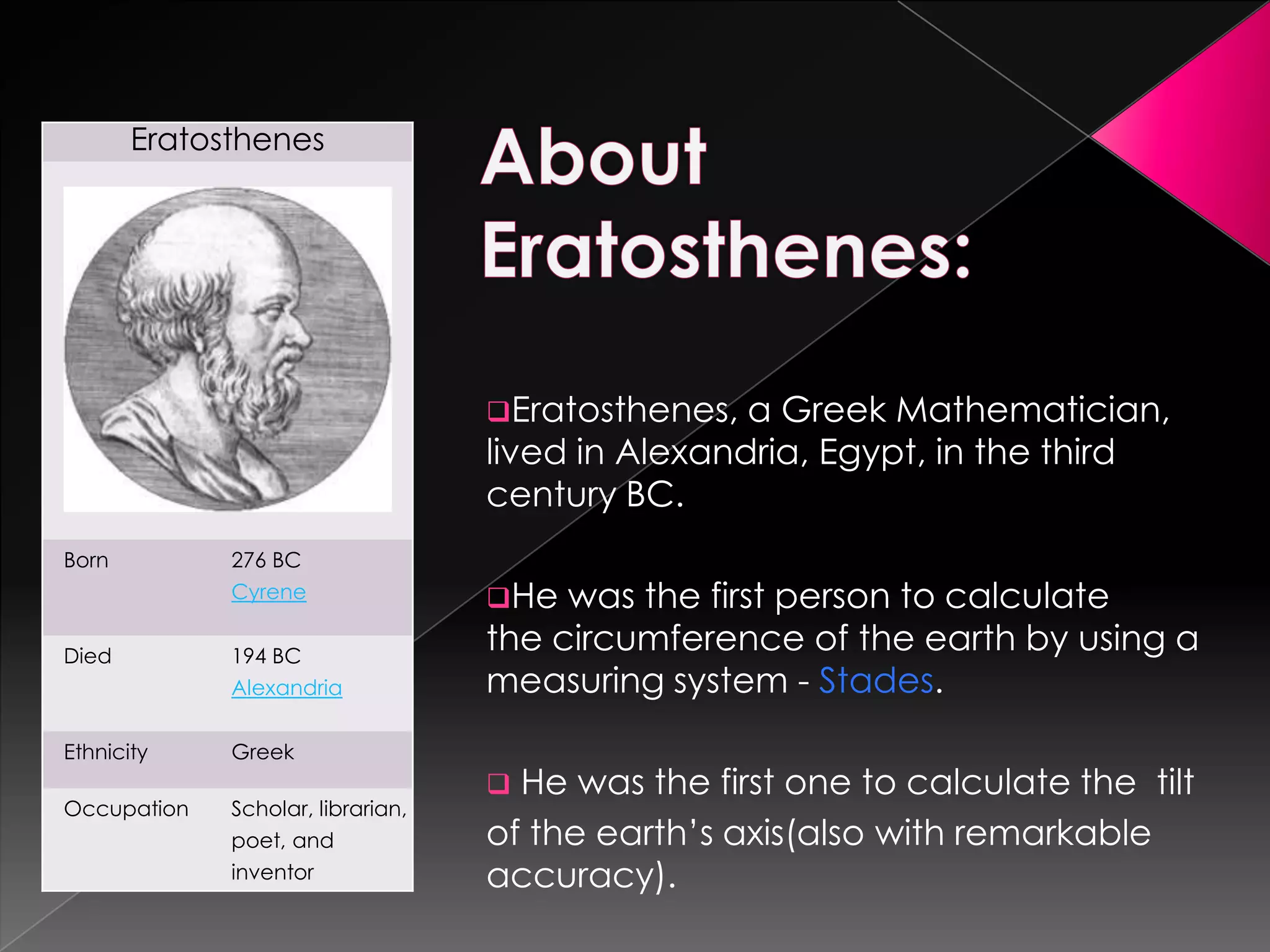 measuring the circumference ofmearth bye eratosthenes | PPTX