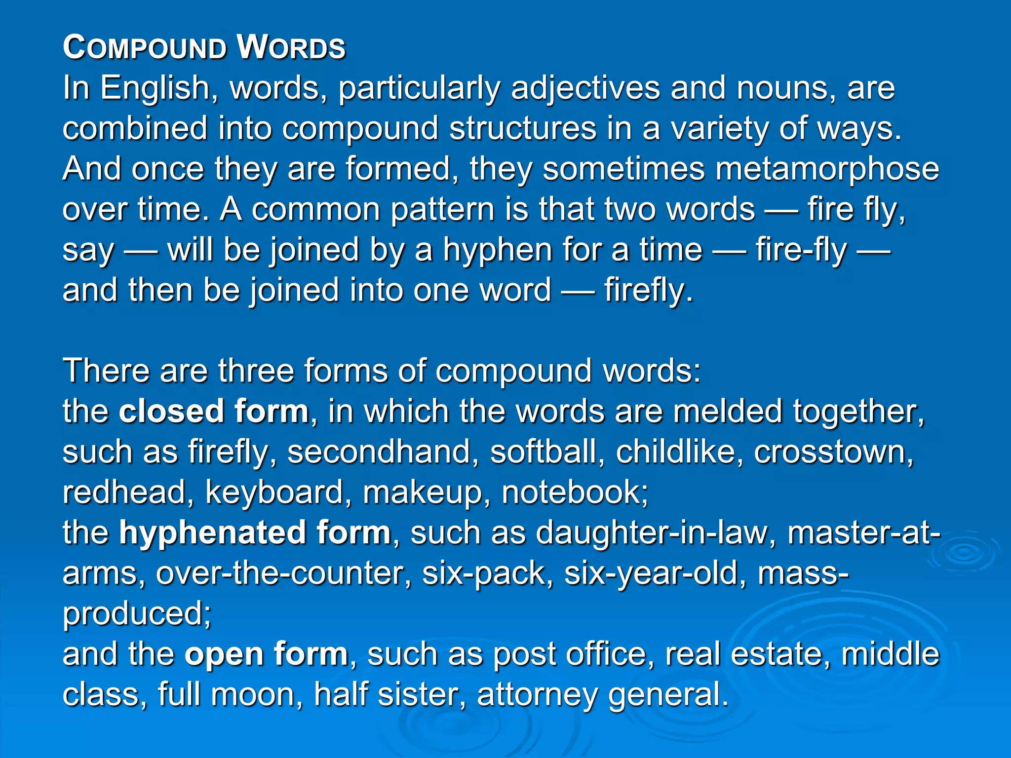 Ppt compound nouns and adjectives | PPTX