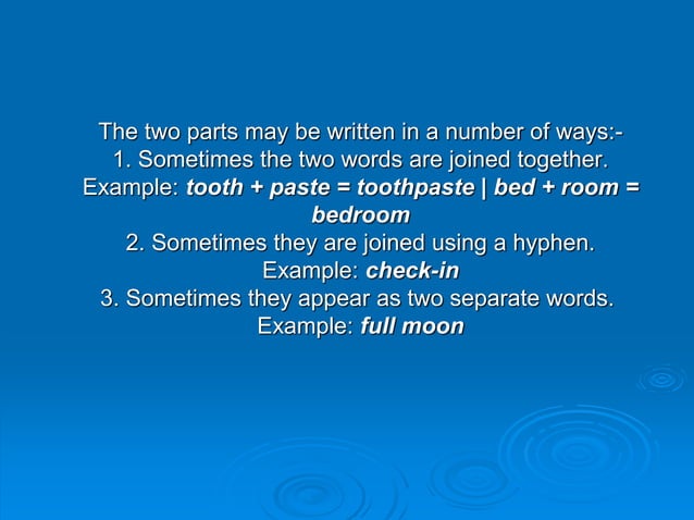 Ppt compound nouns and adjectives | PPTX