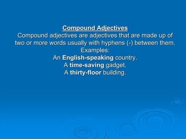 Ppt compound nouns and adjectives | PPTX