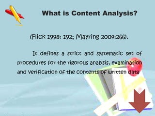 CONTENT ANALYSIS AND GROUNDED THEORY | PPTX