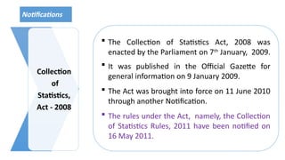 collection of statististics, Act,2008,India | PPT