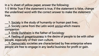 Concept of Society and its types.......... | PPT