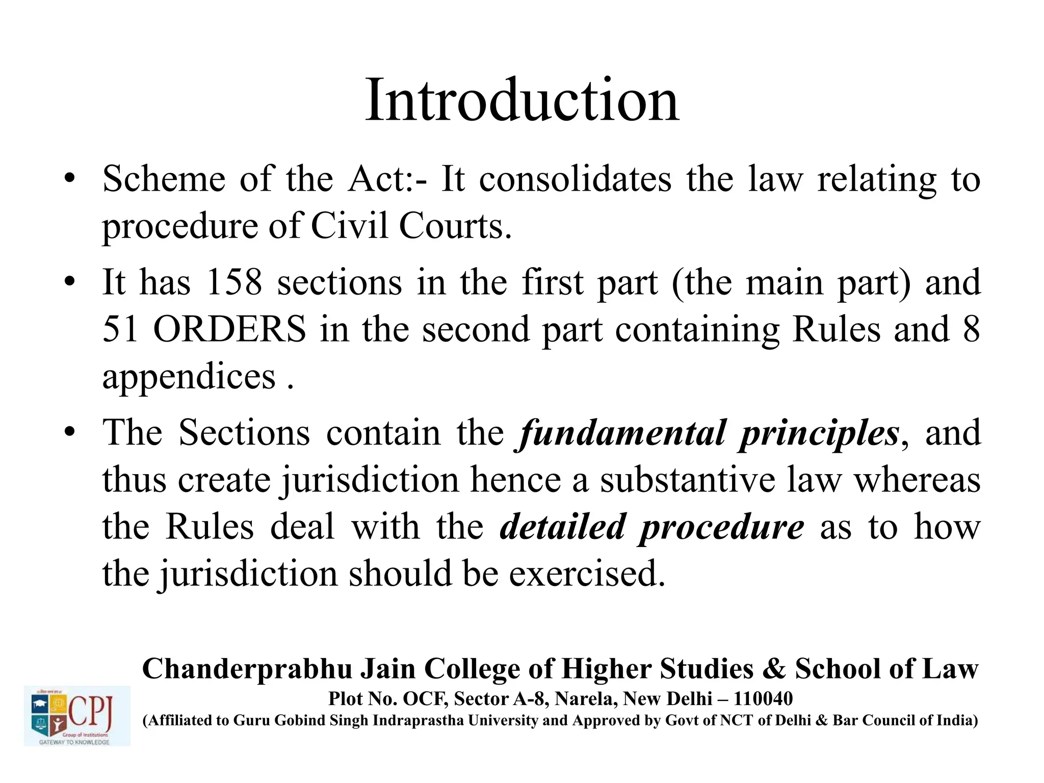 Code of civil procedure law, Bba llb, law school | PDF