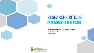Example of a Research Critique Paper | PDF