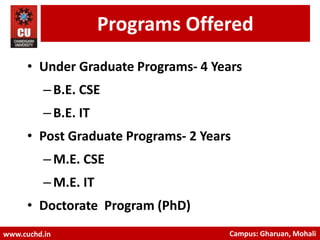 Computer Science and Engineering at Chandigarh University | PPTX