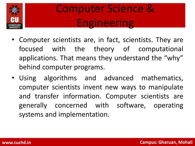 Computer Science and Engineering at Chandigarh University | PPTX
