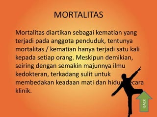 Ppt demografi kelompok 10 (mortalitas & morbiditas) | PPT