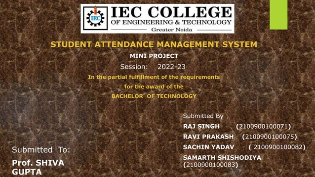 student attendance management system | PPTX | Computing | Technology ...
