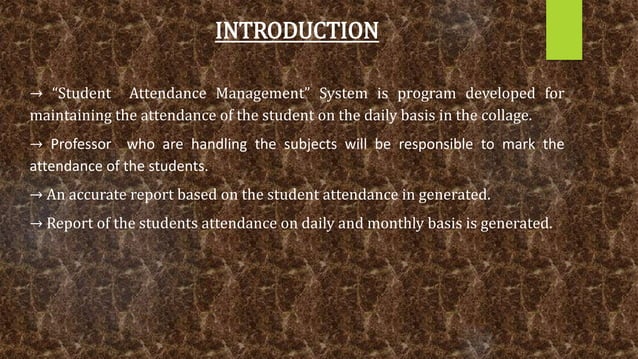 student attendance management system | PPTX | Computing | Technology & Computing