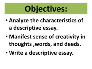 Ppt descriptive essay | PPT