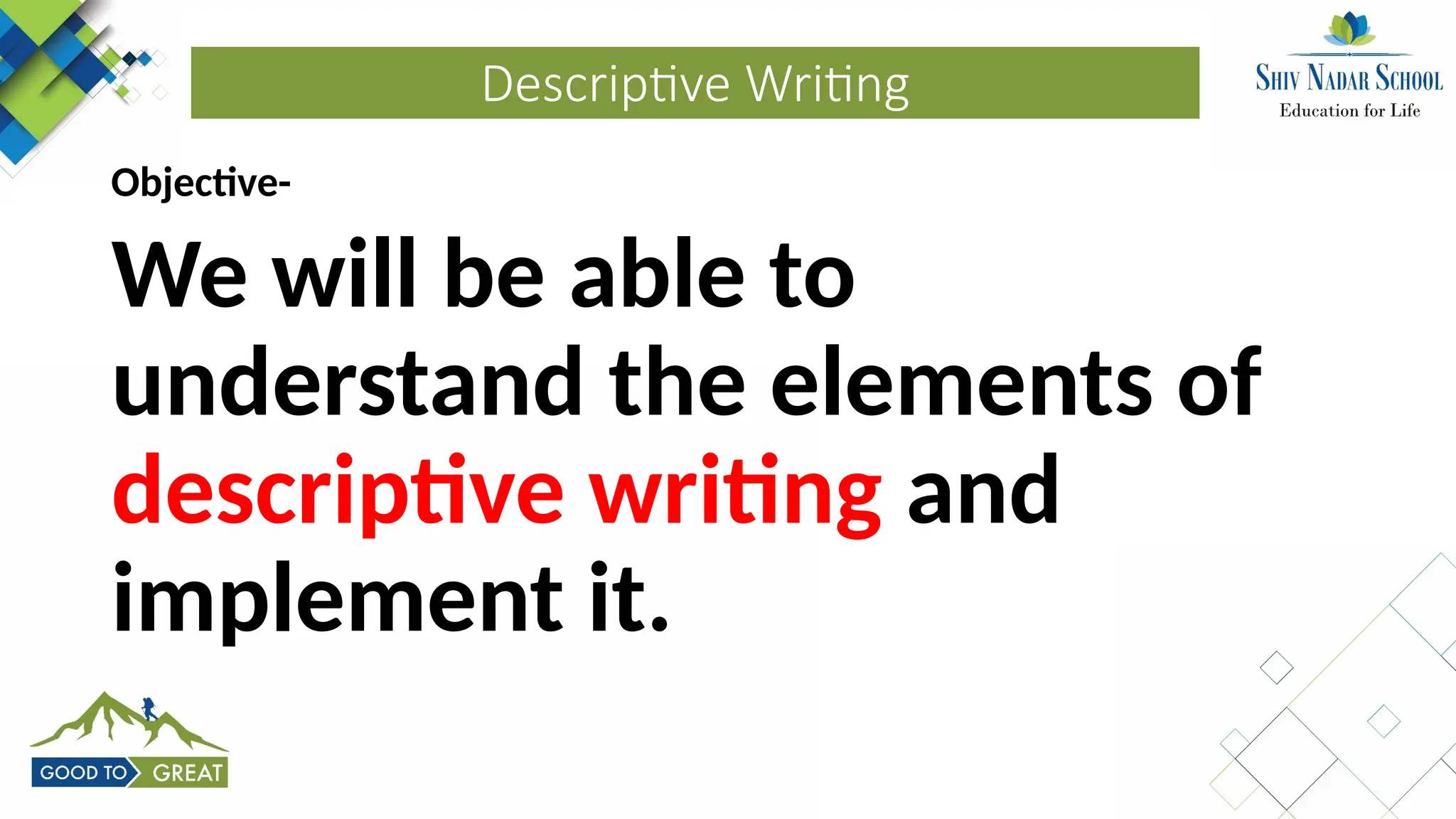 Presentation Descriptive writing pptx - VII | PPTX