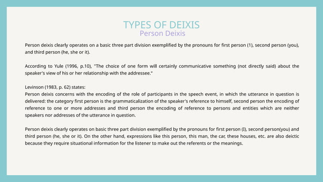 presentation diexis ppt deixis types and sample | PPTX