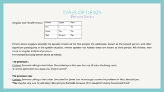 presentation diexis ppt deixis types and sample | PPTX