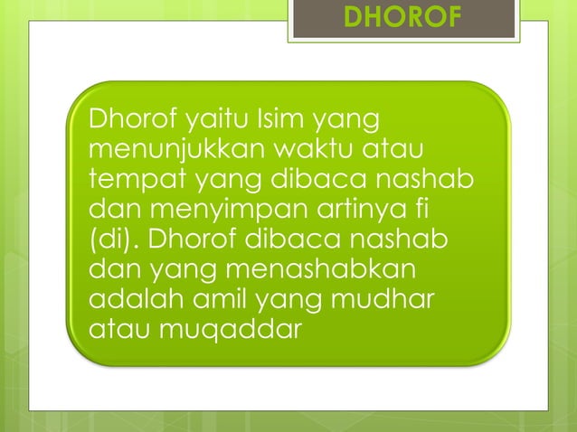 PPT materi tentang DHOROF (dhorof zaman & dhorof makan) | PPT