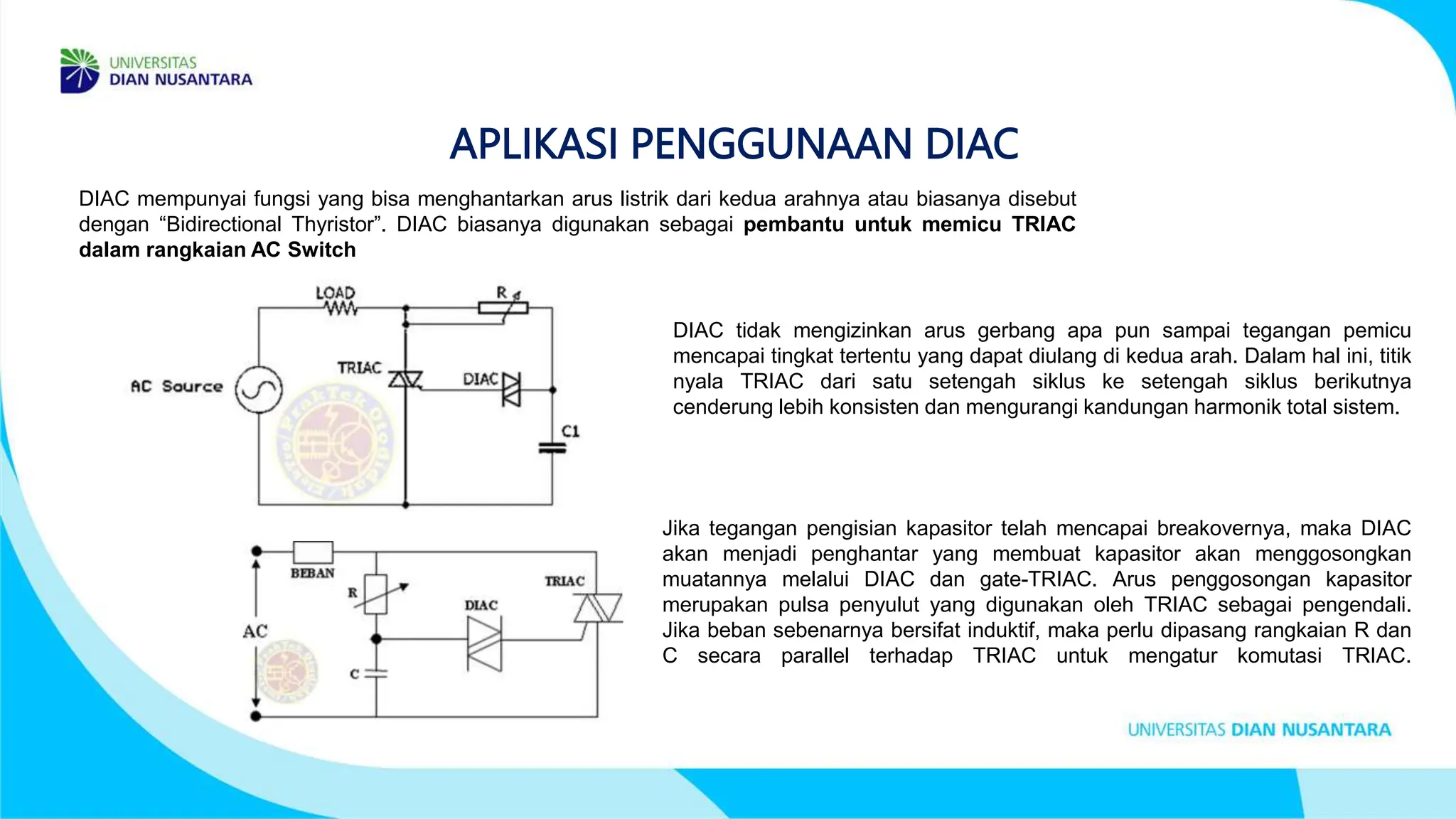 Diac & Triac untuk memenuhi tugas komponen | PPTX