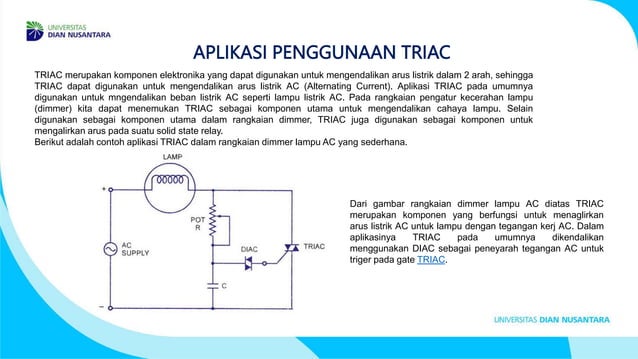 Diac & Triac untuk memenuhi tugas komponen | PPTX