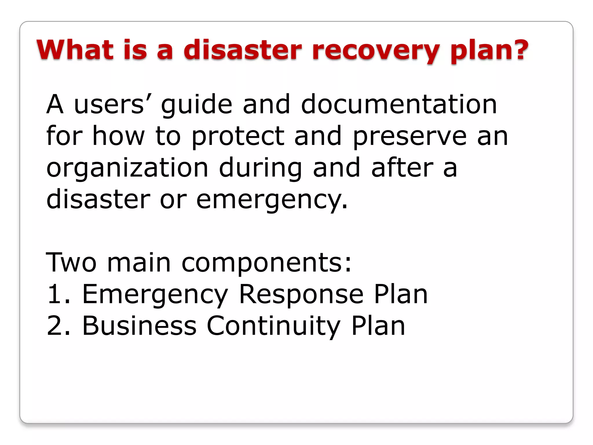 An Introduction to Disaster Recovery Planning | PPTX