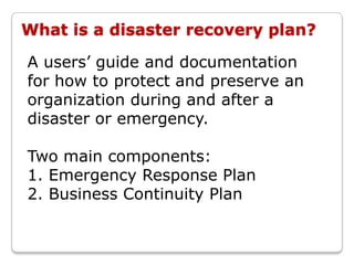 An Introduction to Disaster Recovery Planning | PPTX