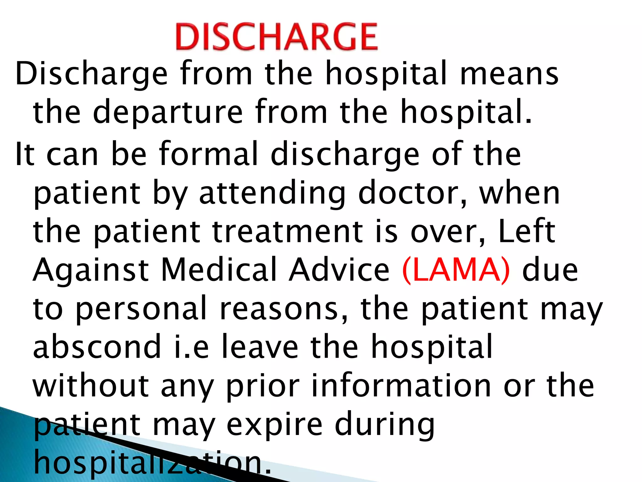 Ppt discharge of the patient | PPTX