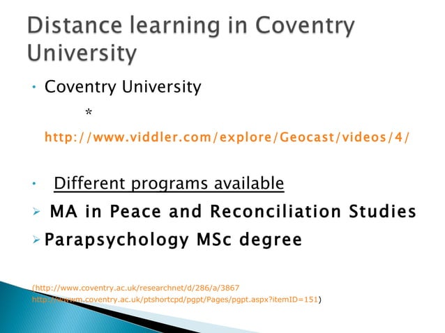 Ppt Distance Learning At Coventry University | PPT