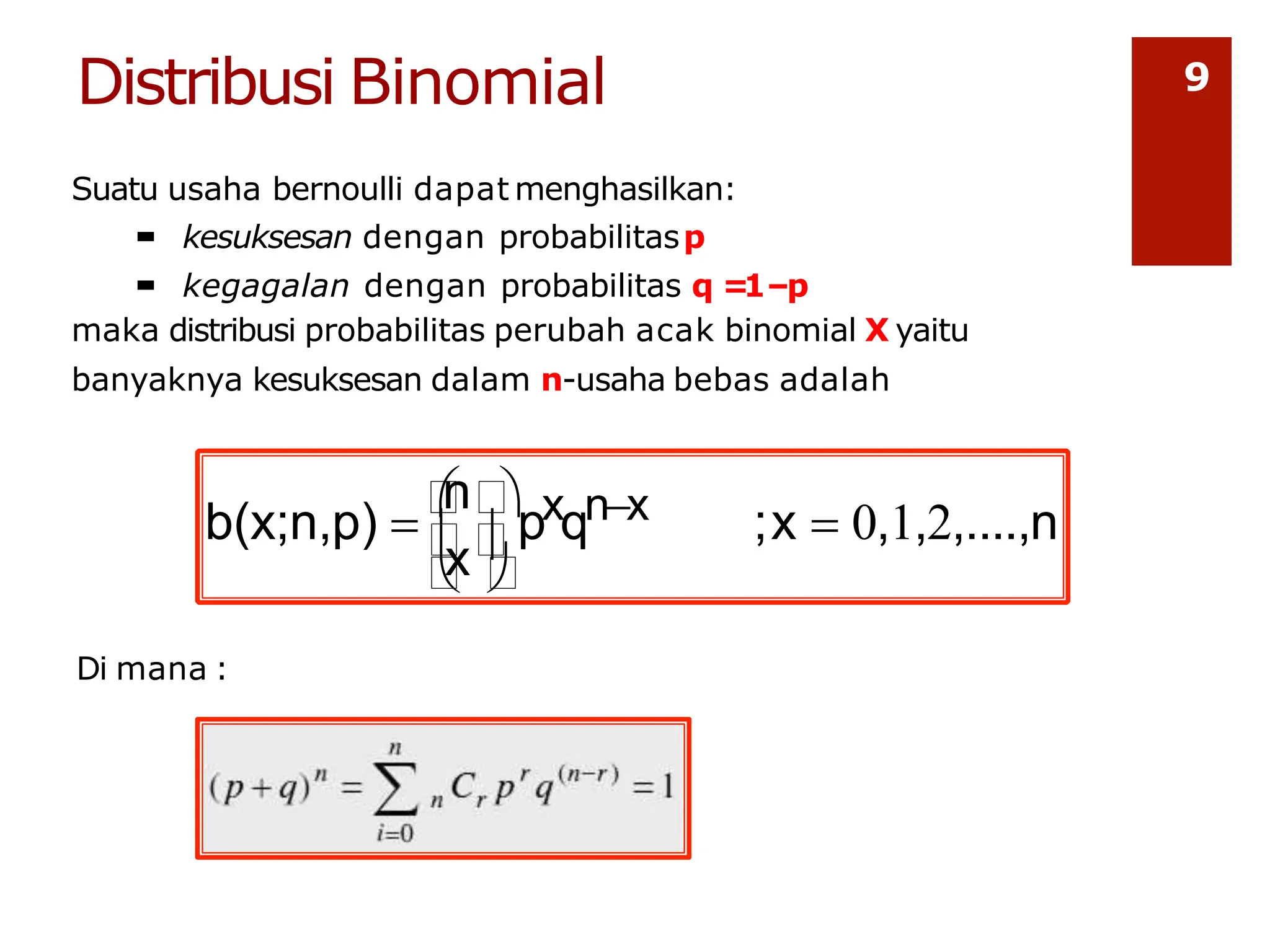 PPT DISTRIBUSI LINEAR, BINOMIAL UNTUK MAHASISWA S1 | PPT