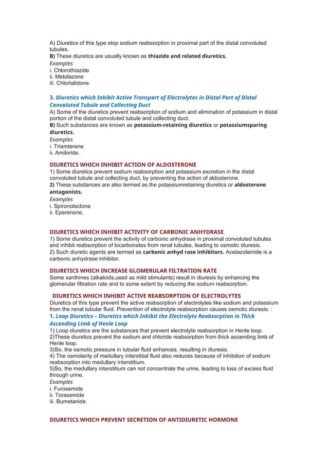 PPT Diuresis.doc, Diuretic agents, water pills, hypertension, CHF ...