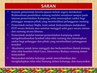 Budaya Sumang dalam masyarakat Etnis Gayo | PPTX