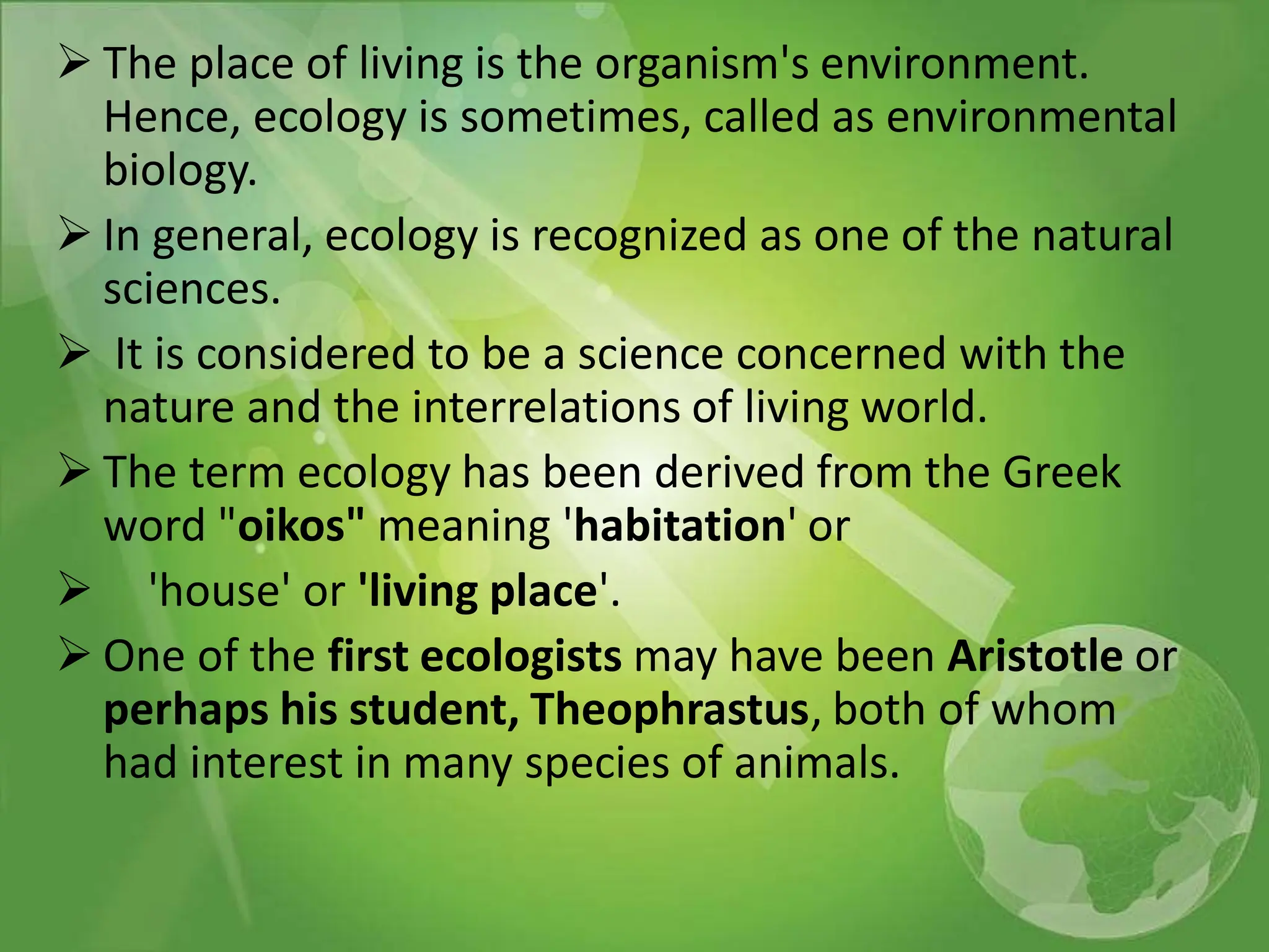 Overview , branches., the histological development of ecology.. | PDF