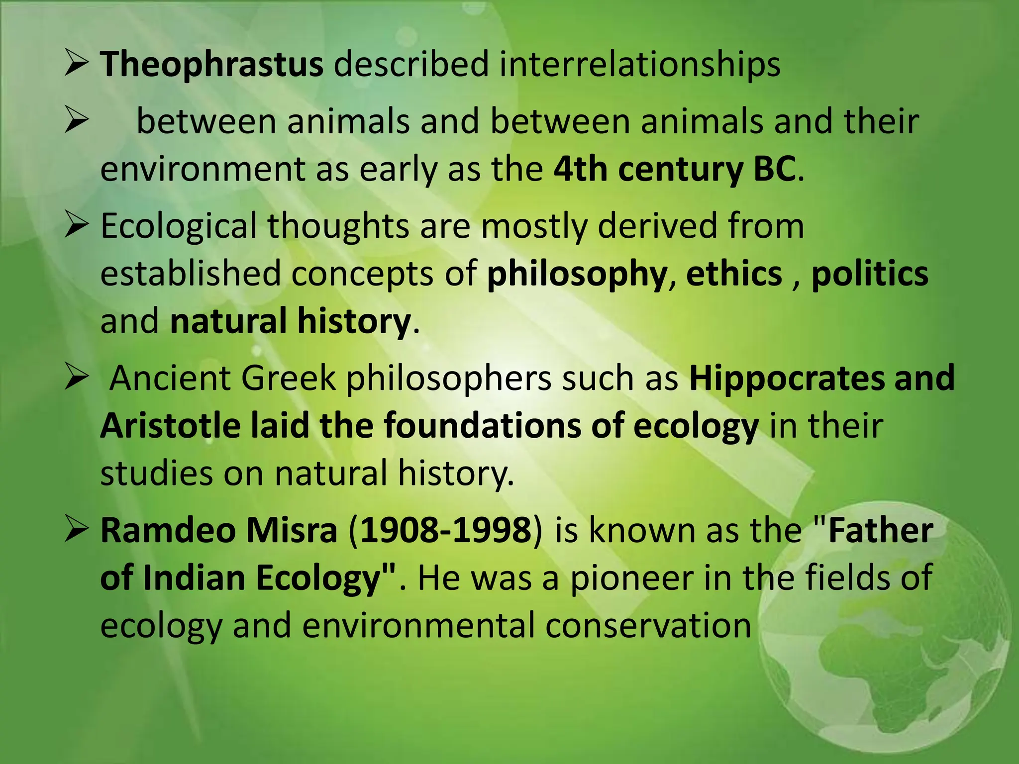 Overview , branches., the histological development of ecology.. | PDF