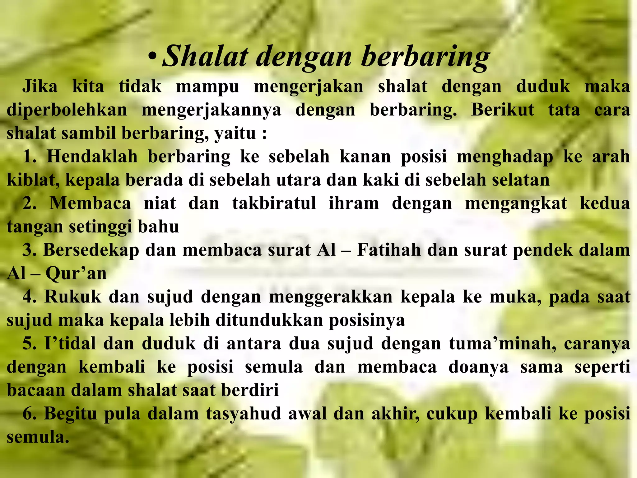 PPT Sholat Bagi Orang Sakit | PPTX
