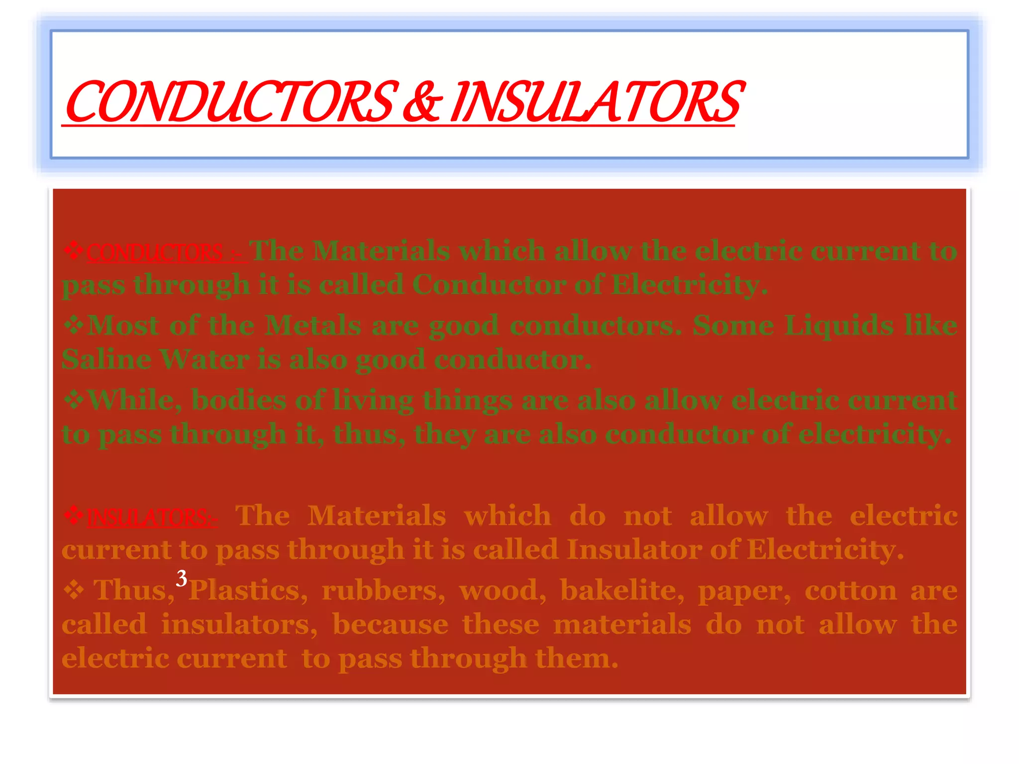 Ppt {electric circuits,insulators,conducter} | PPT