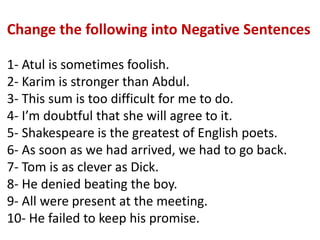 Ppt e module for transformation of sentences 1 | PPT