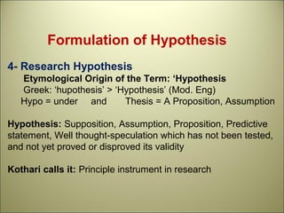 Ppt e module on 'formulation of hypothesis' | PPT