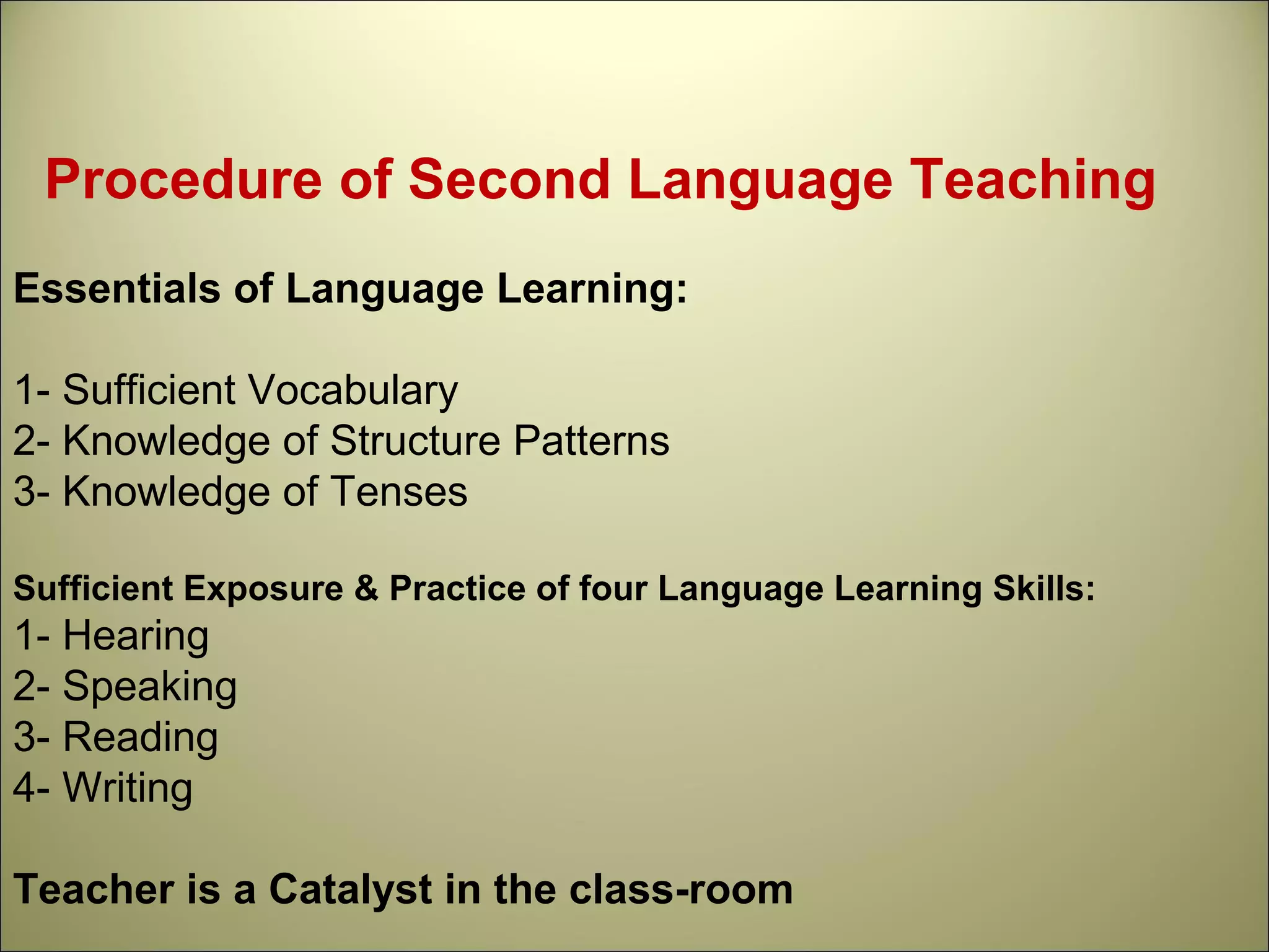 Ppt e module on teaching english as a second language at ug level | PPT