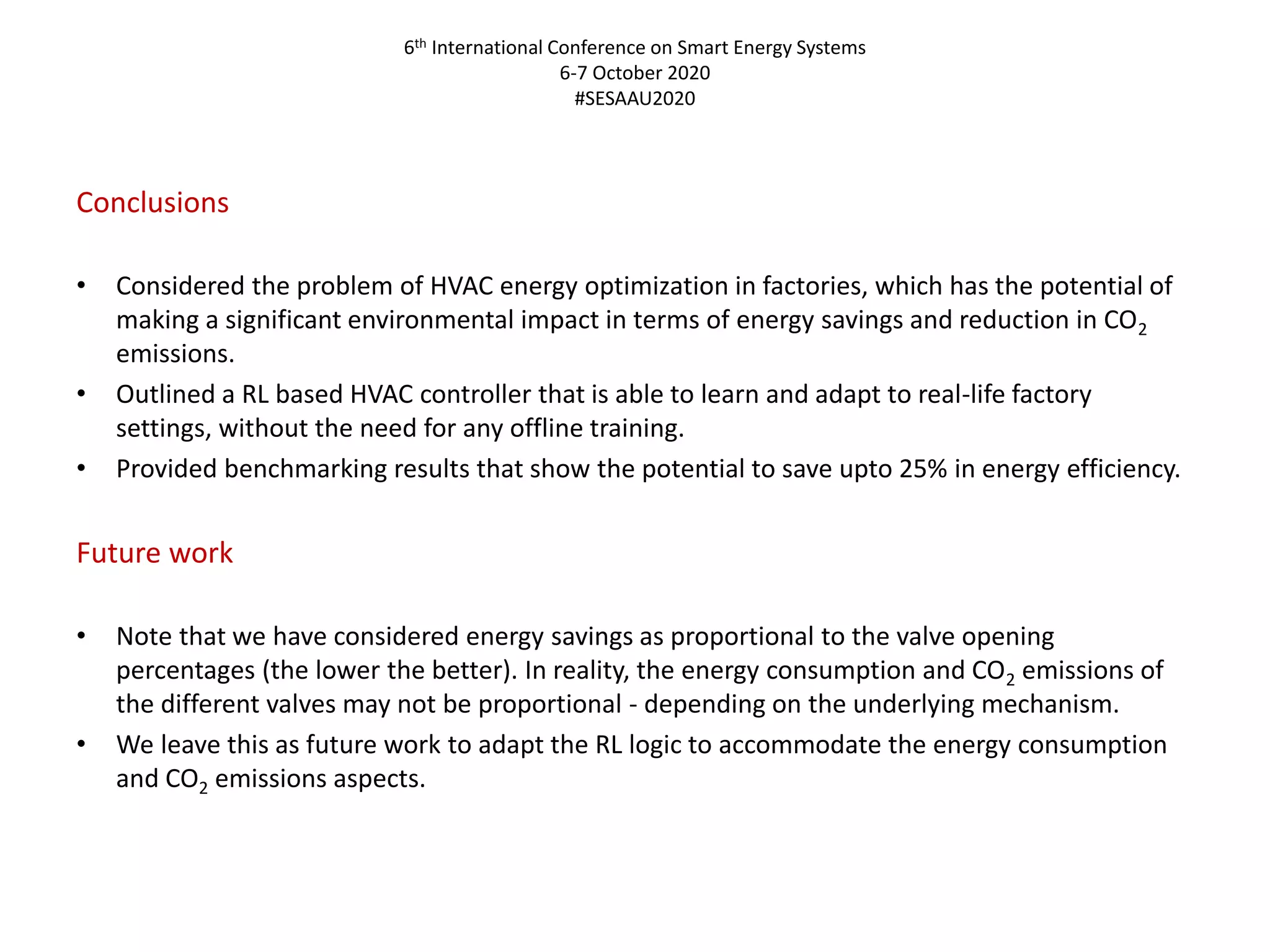 Reinforcement Learning based HVAC Optimization in Factories | PPTX