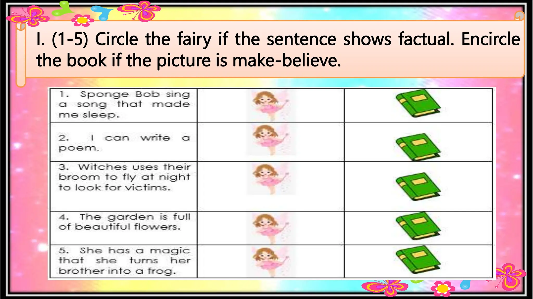PPT ENG6 Q1 IDENTIFY REAL OR MAKE BELIEVE FACT OR NON FACT IMAGES.pptx