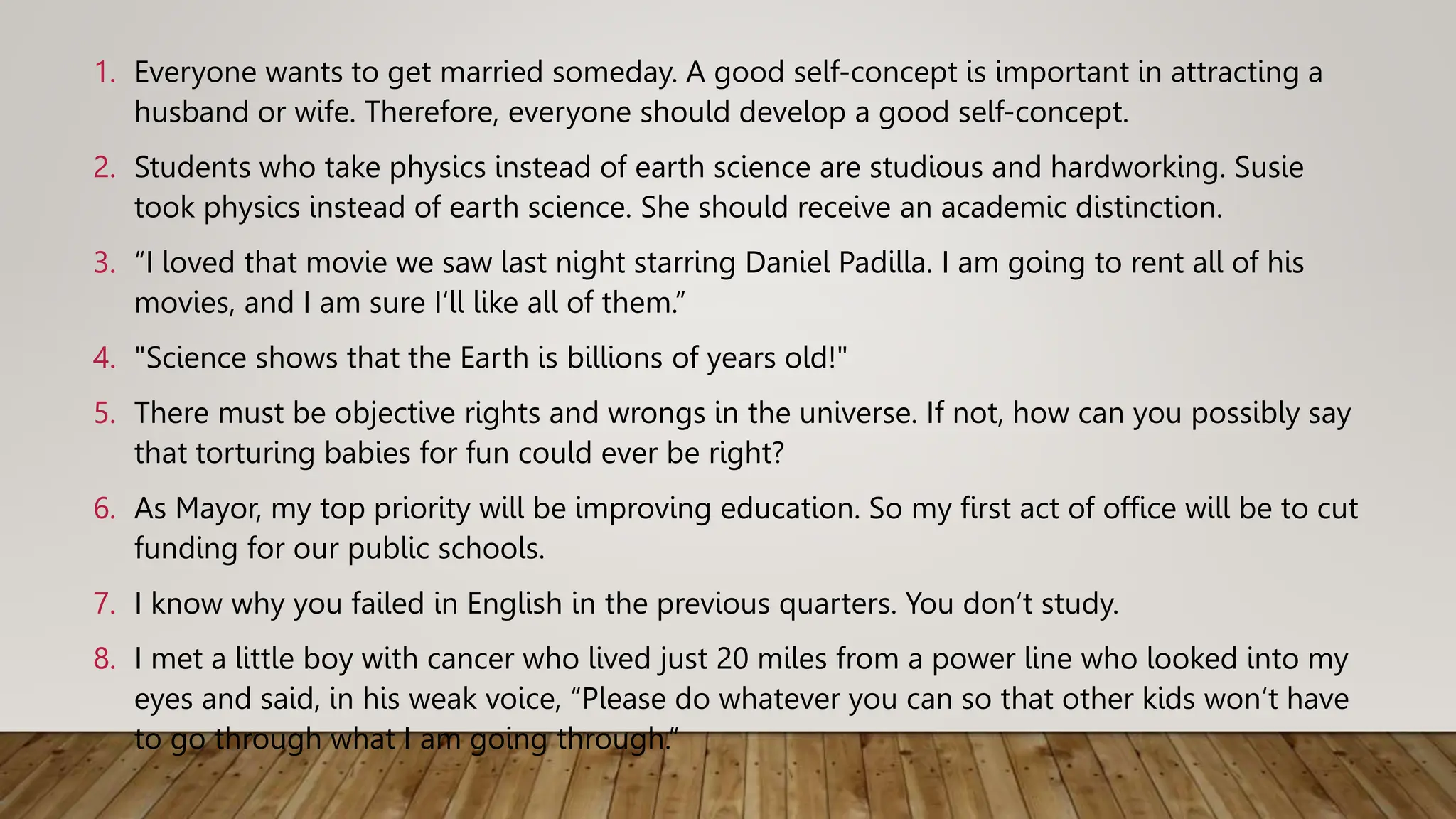 The power point presentation shows the types of Fallacy | PPTX